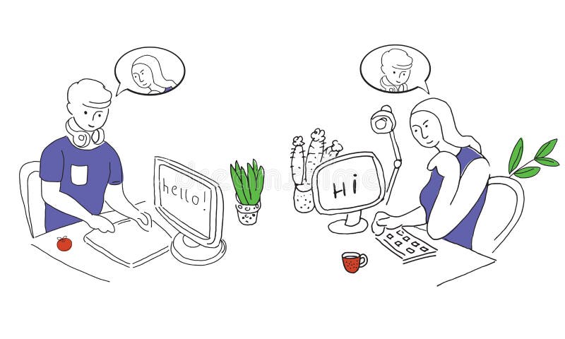 Vector Drawing of a Couple in Love Being Isolated Stock Vector ...