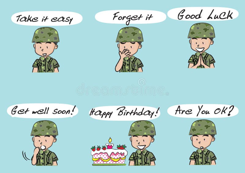 Vector drawing cute army stock vector. Illustration of young - 84765927