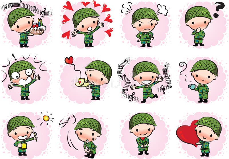 Vector drawing cute army stock vector. Illustration of lines - 84762615