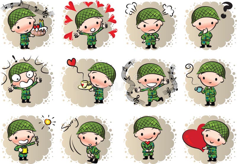Vector drawing cute army stock vector. Illustration of army - 84788661