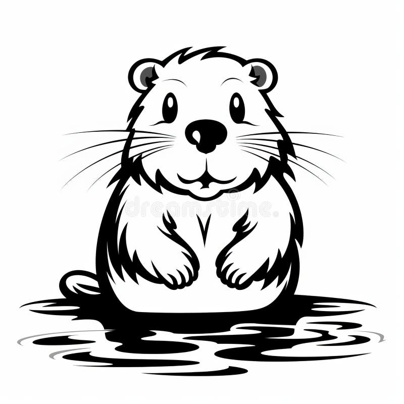 Eye-catching Black and White Beaver Illustration in Flickr Style Stock ...