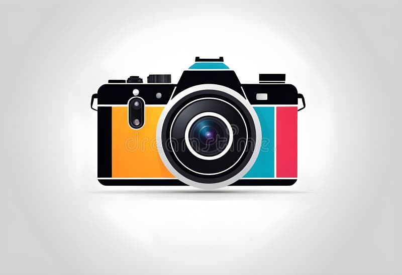 A Vector Drawing of a Digital Camera with a Colorful Border and a Blue ...
