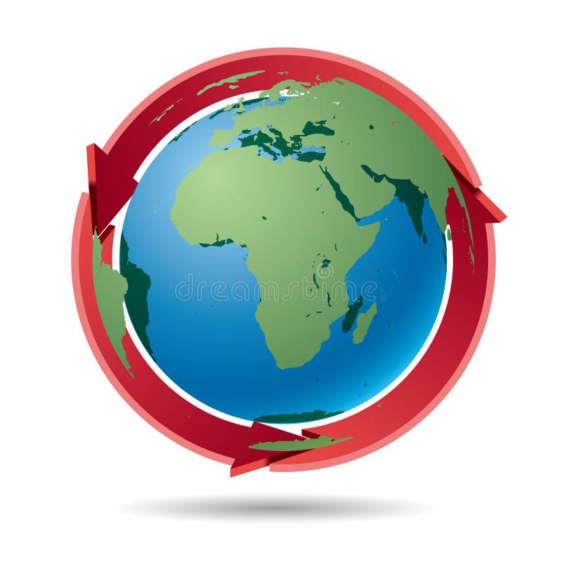 Earth And Red Arrow Vector Illustration. Stock Vector - Illustration of ...