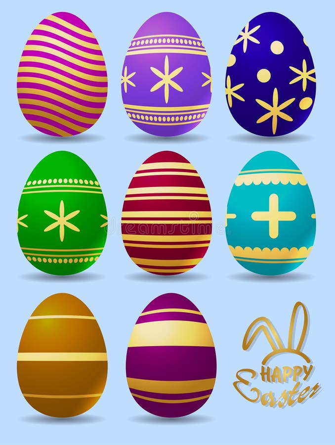 Vector Drawing. Easter Eggs Set Stock Vector - Illustration of colorful, decoration: 272651799