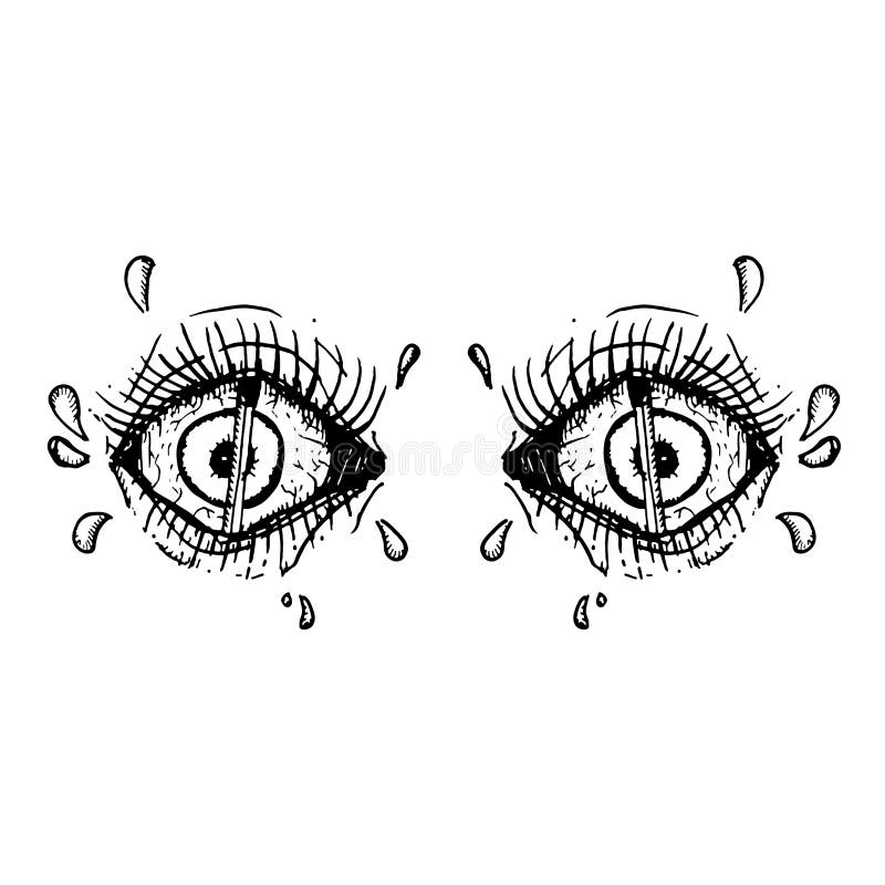 Vector Drawing of the Eyes with Drop Stock Vector - Illustration of ...