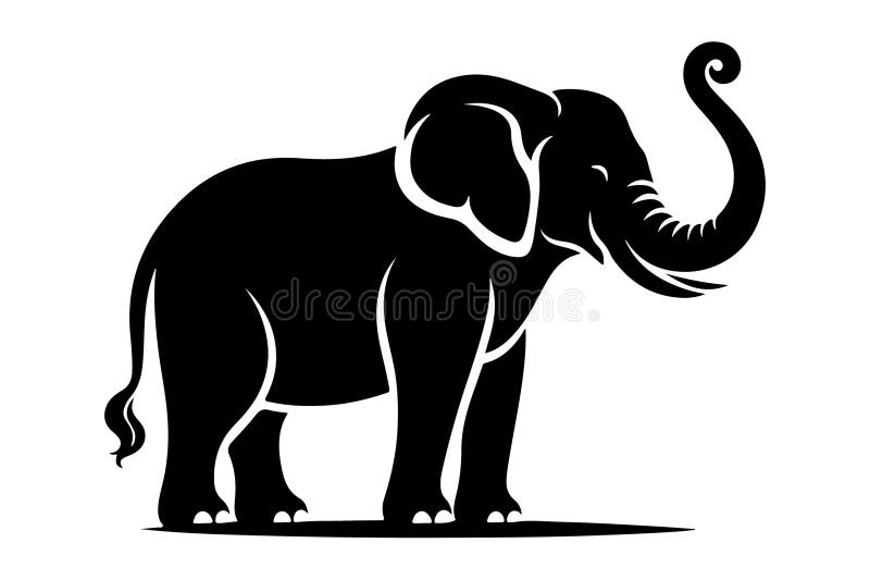 Elegant Elephant Silhouette Vector Drawing Stock Illustration ...