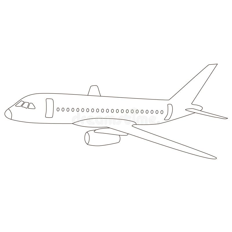 Vector Drawing of a Flying Airplane Stock Illustration - Illustration ...