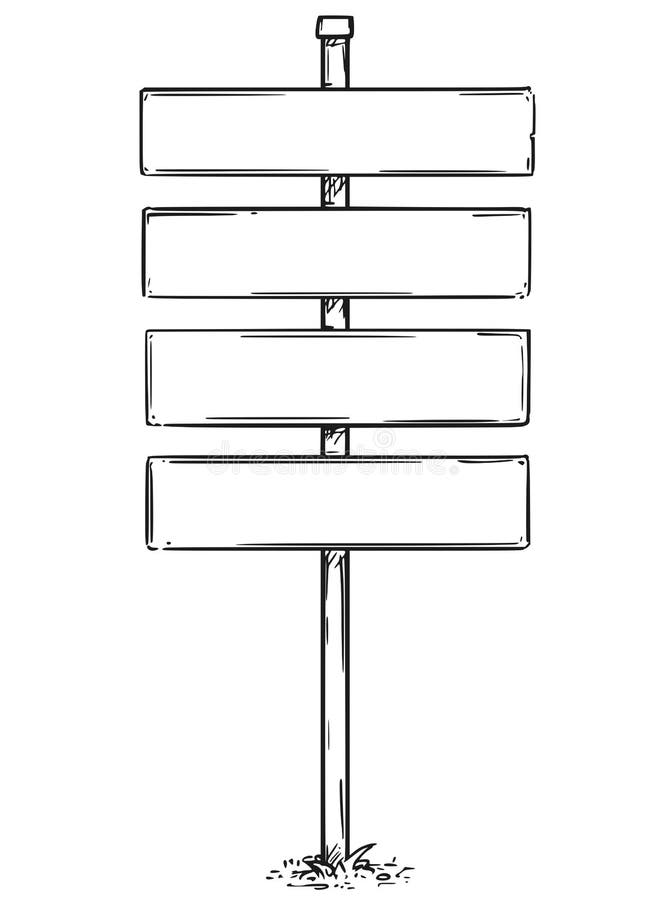Empty Blank Sign Board Drawing Stock Vector - Illustration of black ...