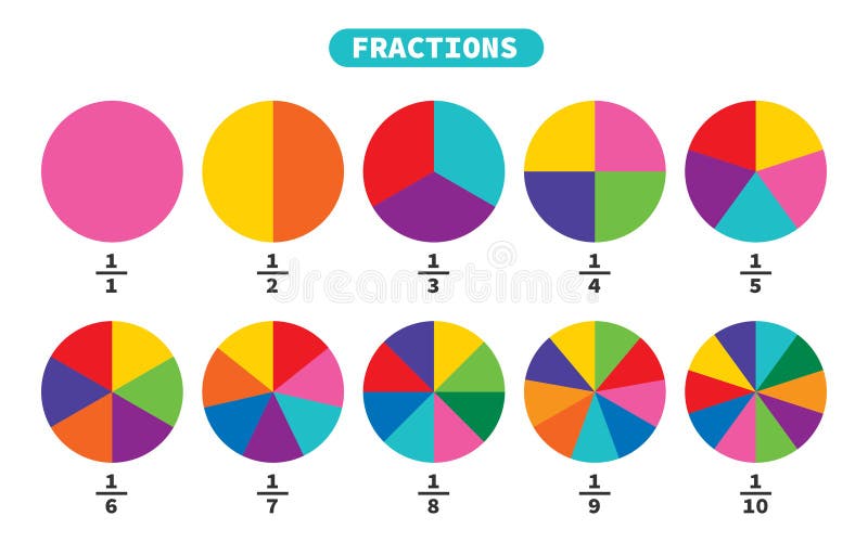 Vector Drawing of Fractions Worksheet Stock Illustration - Illustration ...