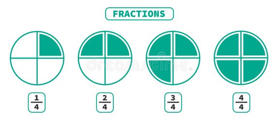 Vector Drawing of Fractions Worksheet Stock Illustration - Illustration ...
