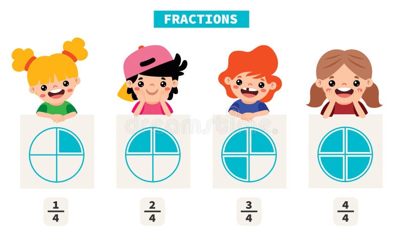 Vector Drawing of Fractions Worksheet Stock Illustration - Illustration ...