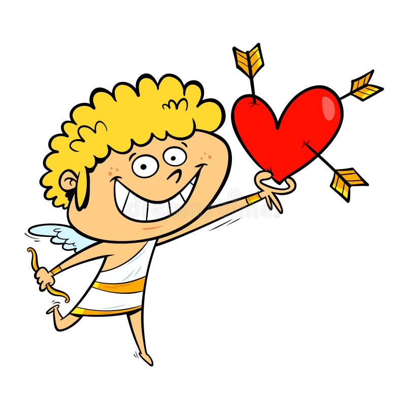Vector Drawing of a Funny Cupid Stock Vector - Illustration of happy ...