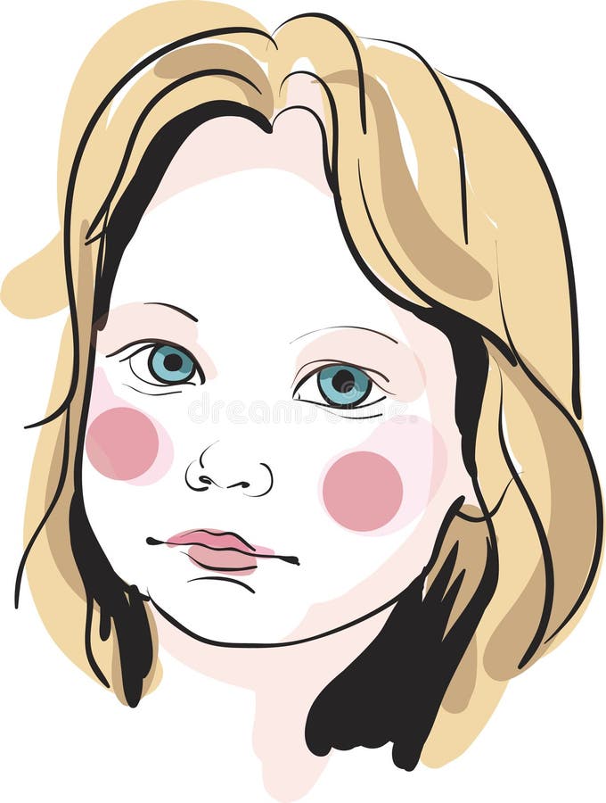 Vector drawing girl stock vector. Illustration of little - 34677544