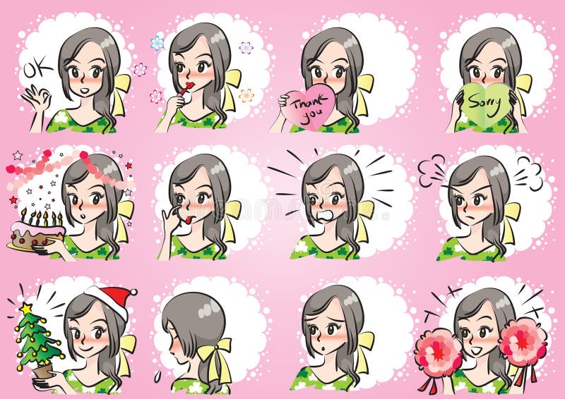 Vector Drawing Girl in a Day Stock Illustration - Illustration of time ...