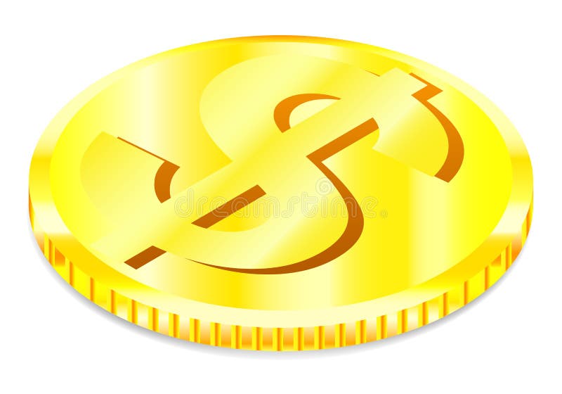 Vector Drawing of Golden Coin with Dollar Sign Stock Vector ...
