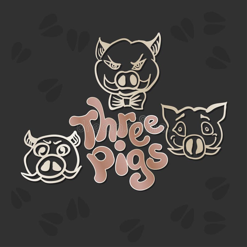 Vector Drawing of the Grown Up Three Pigs with Different Characters ...