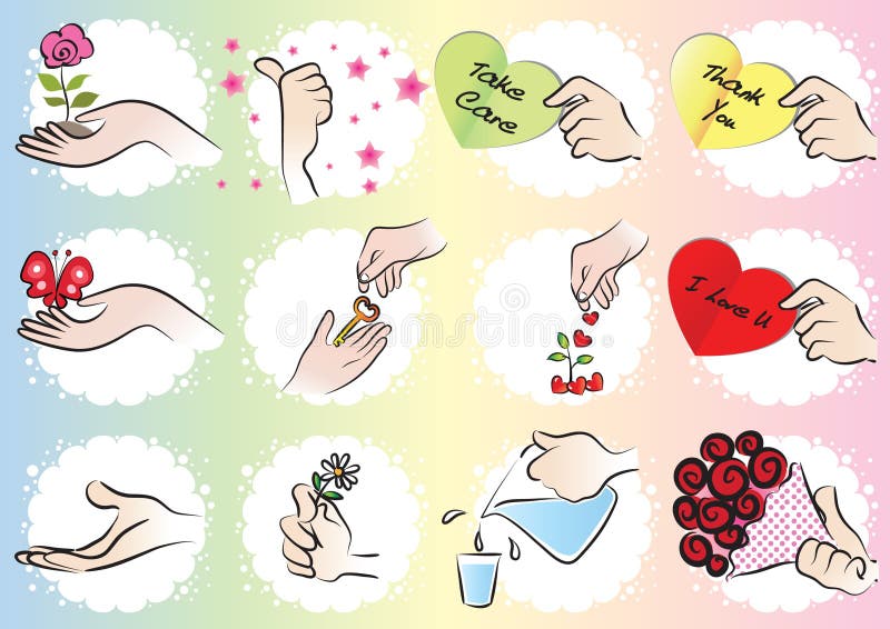 Vector Drawing Hand Action Set Stock Vector - Illustration of hand ...