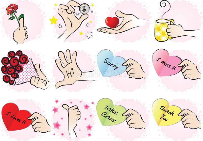 Vector Drawing Hand Action Set Stock Illustration - Illustration of ...