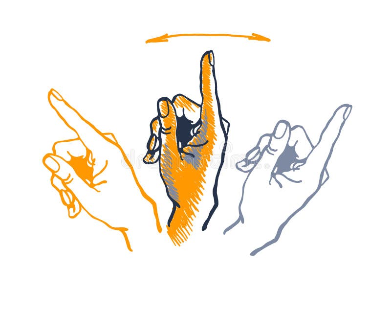 Vector Drawing Hand with Index Finger Pointing Up. Stock Illustration - Illustration of ...