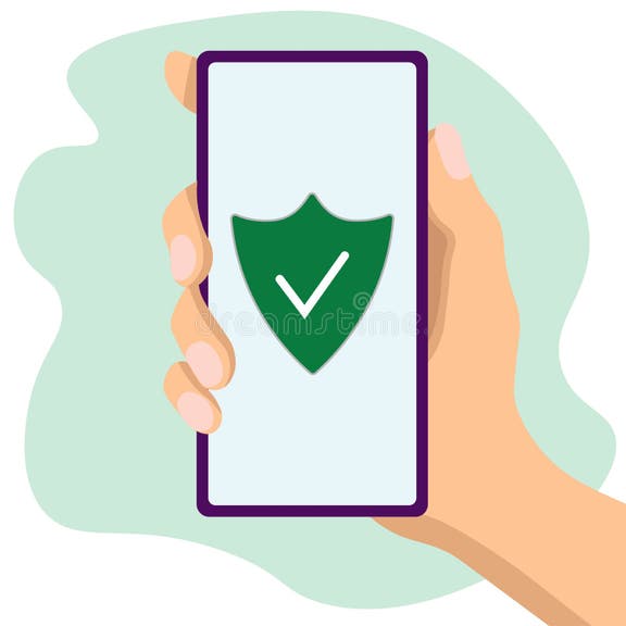 Antivirus Software in the Phone Stock Vector - Illustration of hold ...