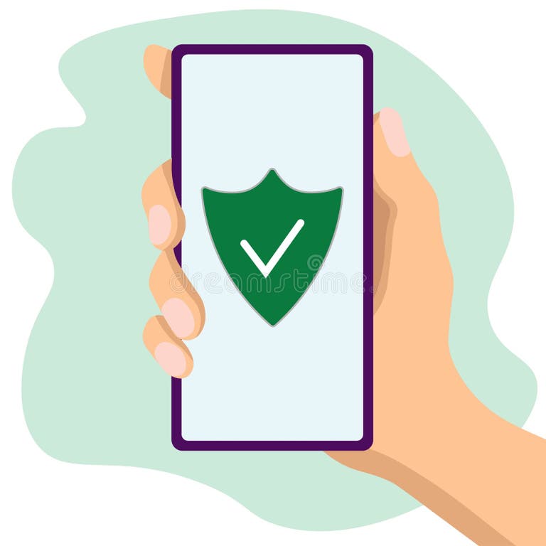 Antivirus Software in the Phone Stock Vector - Illustration of hold ...