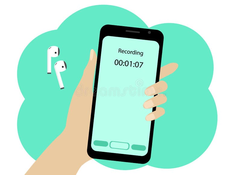 Hand with a Mobile Phone. the Phone is Recording a Voice Message Stock ...