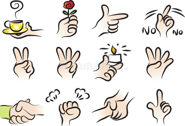 Vector drawing hand set stock illustration. Illustration of good - 85375936