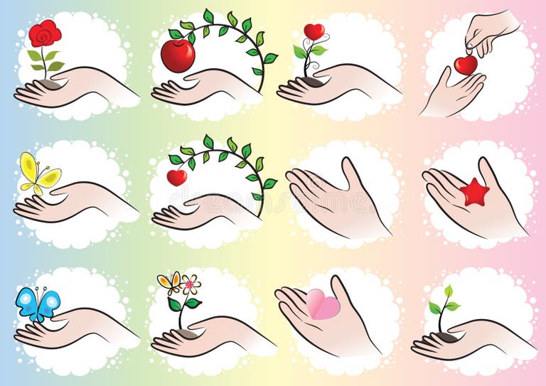 Vector drawing hand set stock vector. Illustration of rose - 85376359