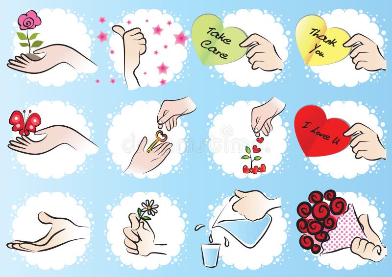 Vector drawing hand set stock vector. Illustration of sticker - 85376528