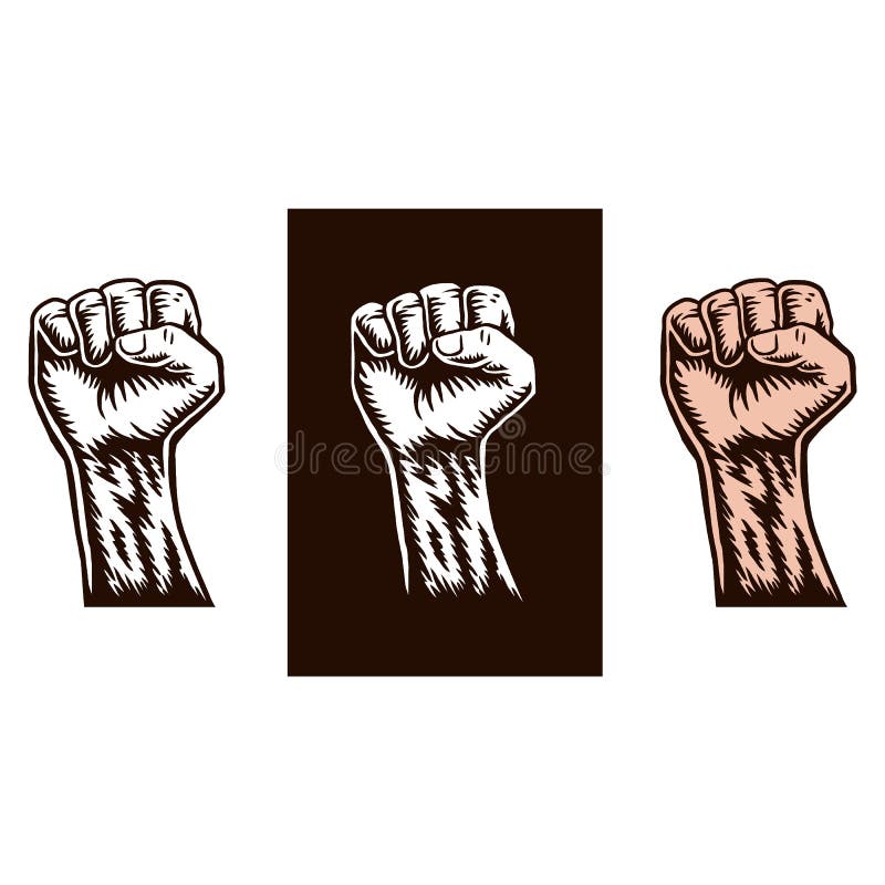 Hands Clenched Vector Illustration with Hand Drawn Doodle Design Stock ...