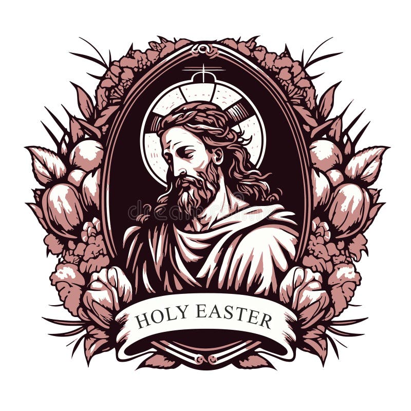 Vector Drawing for Holy Easter. Jesus in a Frame for Holy Easter. Stock ...