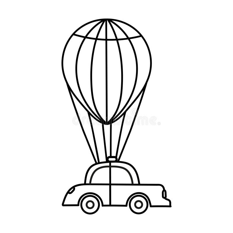 Vector Drawing of a Hot Air Balloon Car, a Flying Car Stock Vector ...