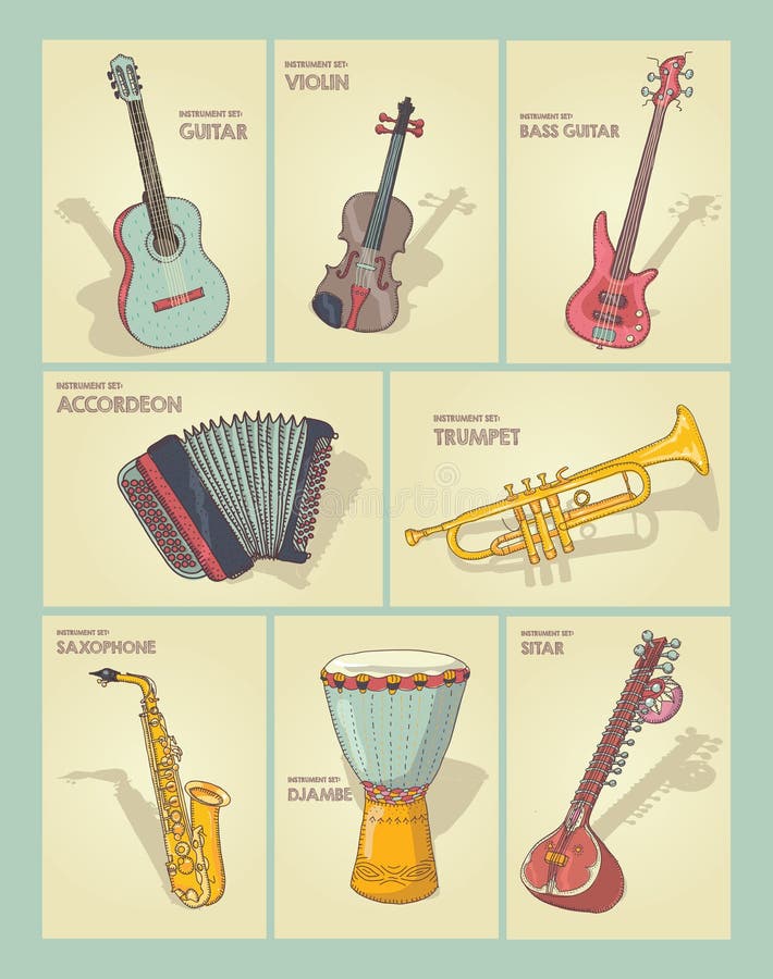 Vector Drawing Illustration of Various Instruments Stock Vector ...