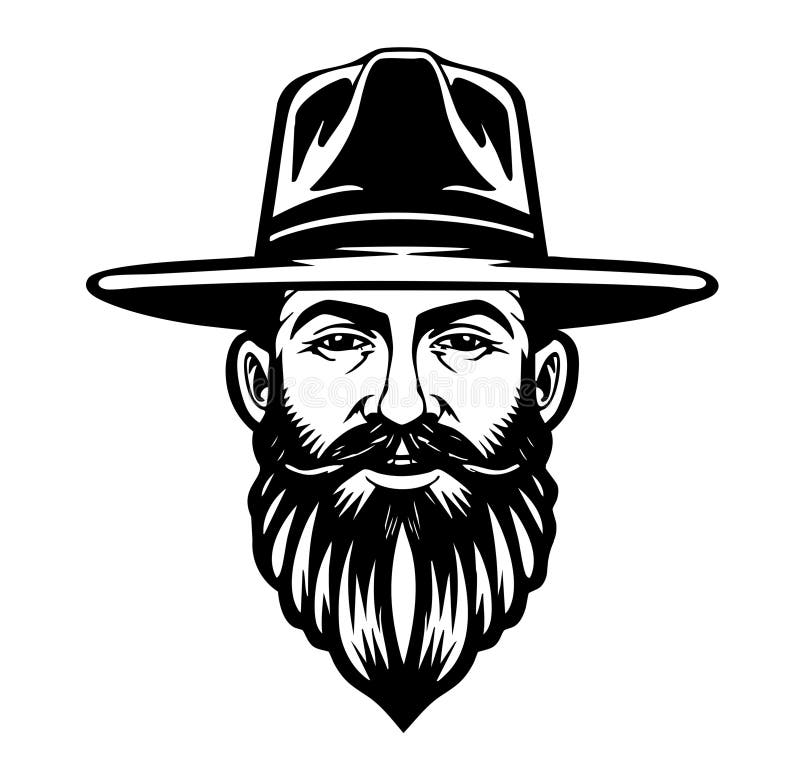 Vector Drawing. Jewish Man Face Stock Vector - Illustration of east ...