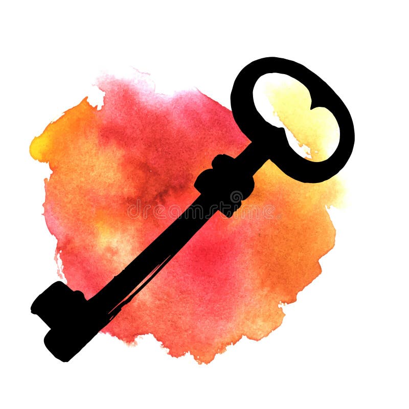 A Vector Drawing of a Key on a Watercolor Background Texture, an ...
