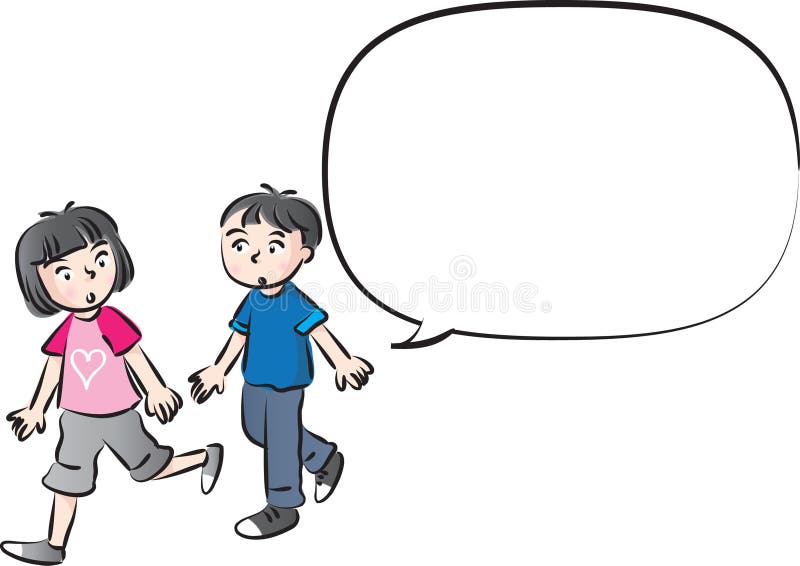 Boy Talk with Speech Bubble Stock Illustration - Illustration of walk ...