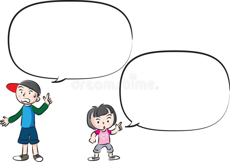 Boy Talk with Speech Bubble Stock Illustration - Illustration of walk ...