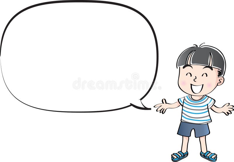 Boy Talk with Speech Bubble Stock Illustration - Illustration of walk ...