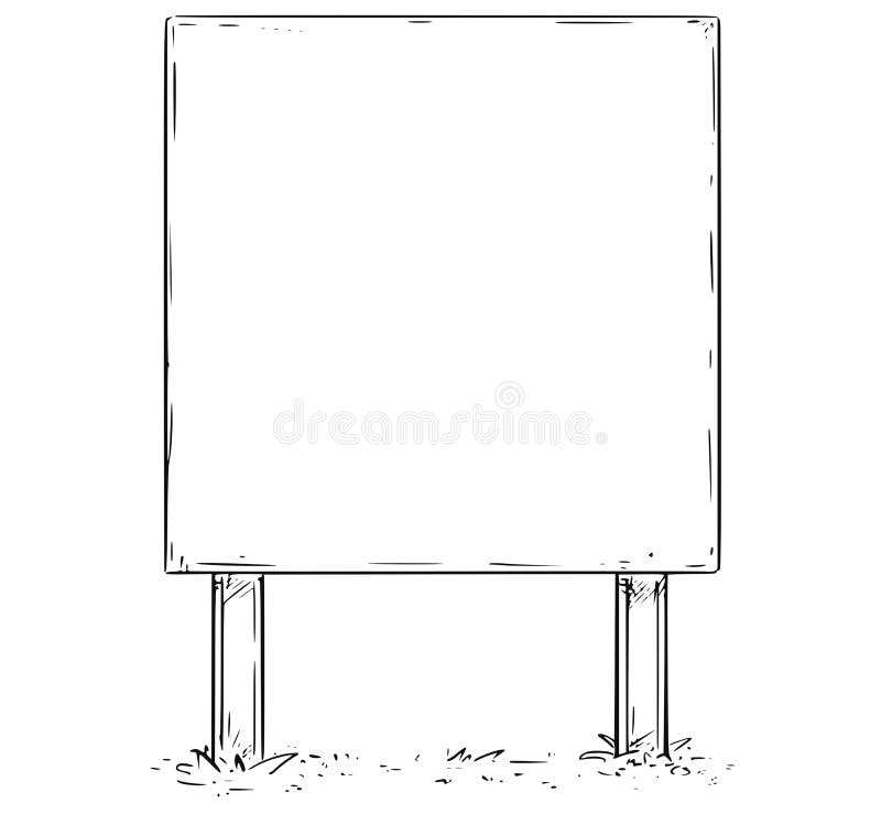 Empty Blank Sign Board Drawing Stock Vector - Illustration of message ...