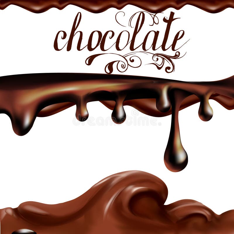 Liquid Chocolate Flowing Molten, Caramel Stock Vector - Illustration of ...
