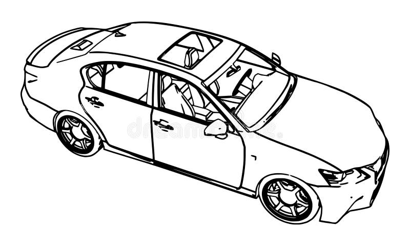 Vector Drawing Lexus GS Made in Black Contour Lines on a White ... Vector Drawing Lexus GS Made in Black Contour Lines on a White ...