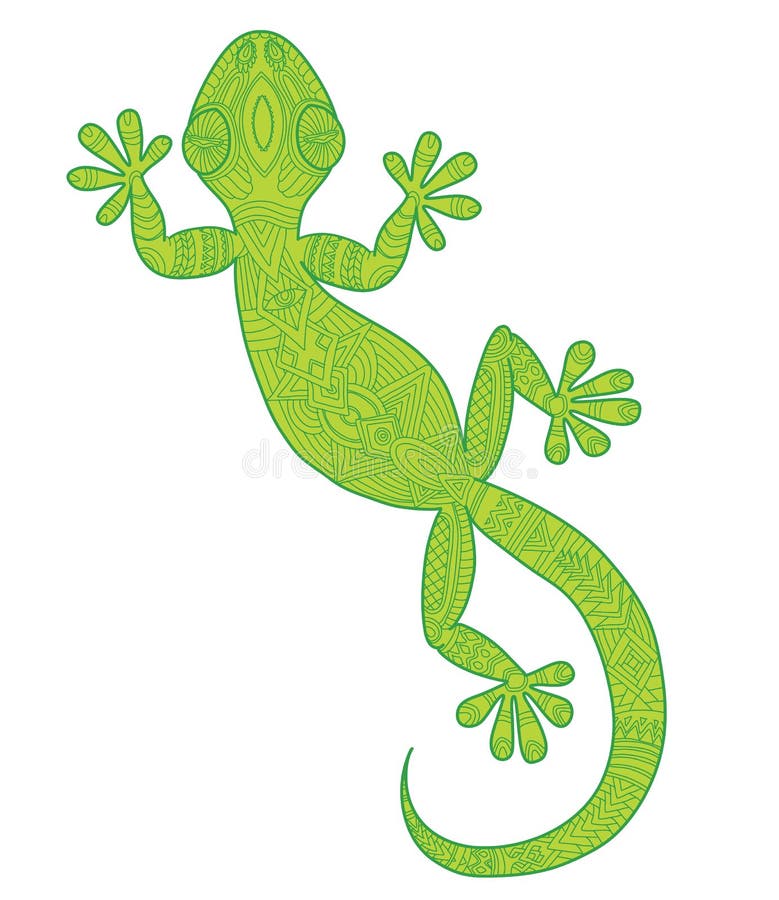 Vector Drawing Of A Lizard Gecko With Ethnic Patterns Stock Vector ...