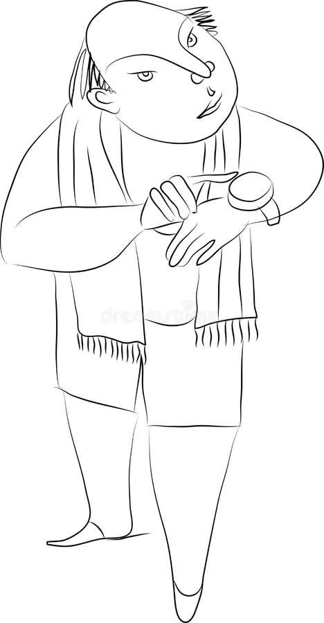 Vector Drawing Man with a Clock Stock Vector - Illustration of coloring ...