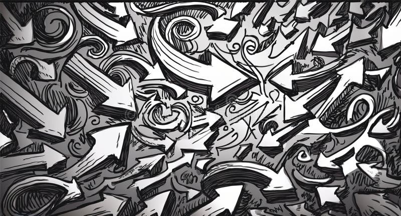 Vector Drawing of Many Arrows Flying in Different Directions. Stock ...