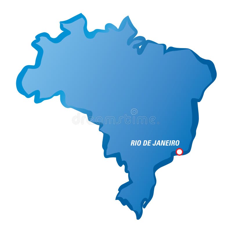 Vector Drawing Map of Brazil and Rio De Janeiro Stock Illustration ...