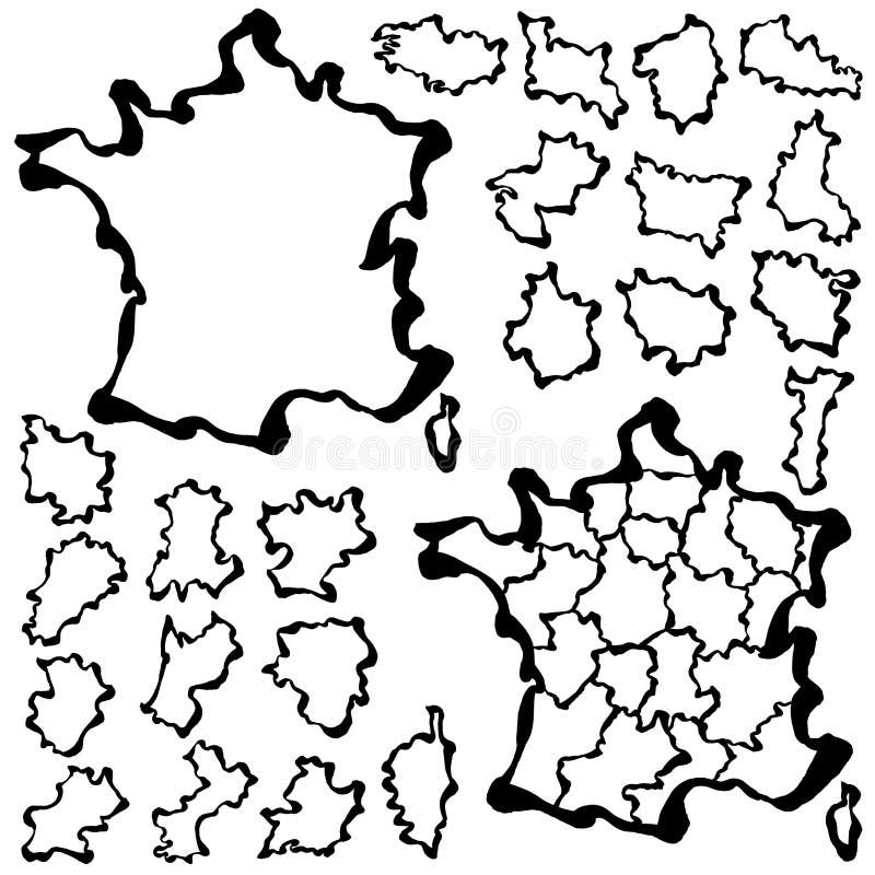 Vector Drawing Map of France Stock Vector - Illustration of bourgogne ...