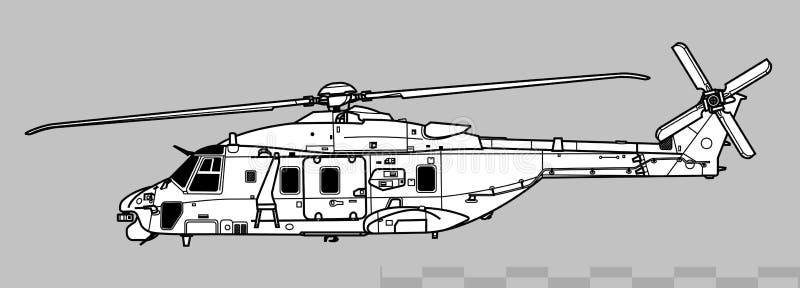 NHIndustries NH90. Vector Drawing of Military Multirole Helicopter ...