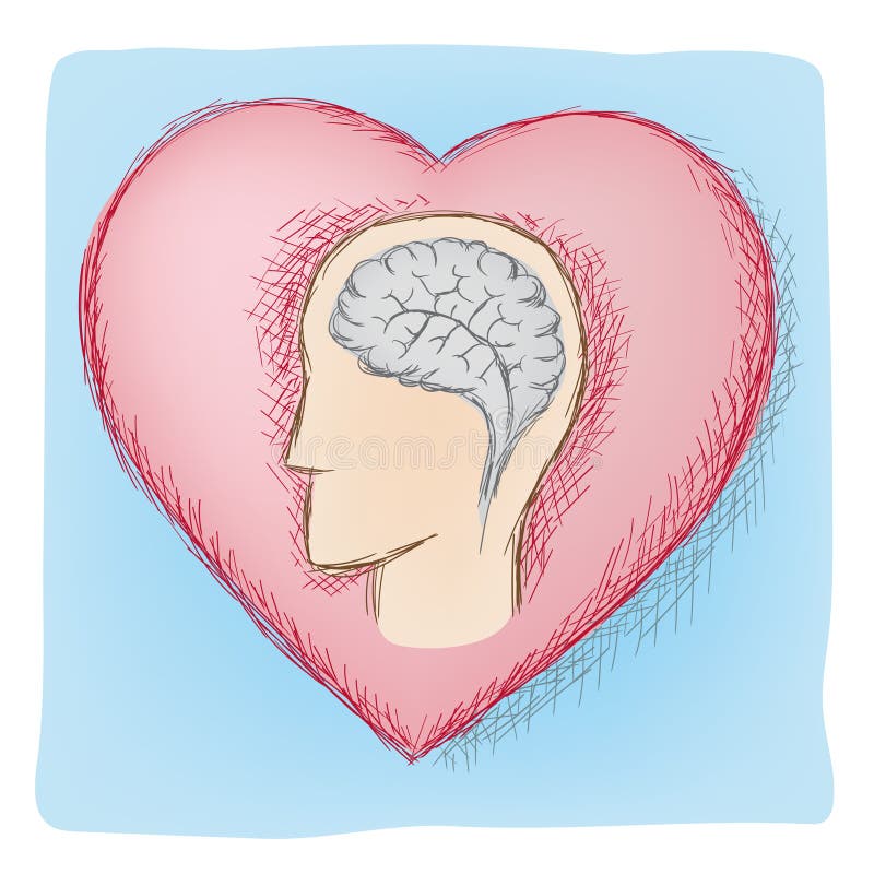 Head and Heart Connected Organs Stock Vector - Illustration of thinking ...