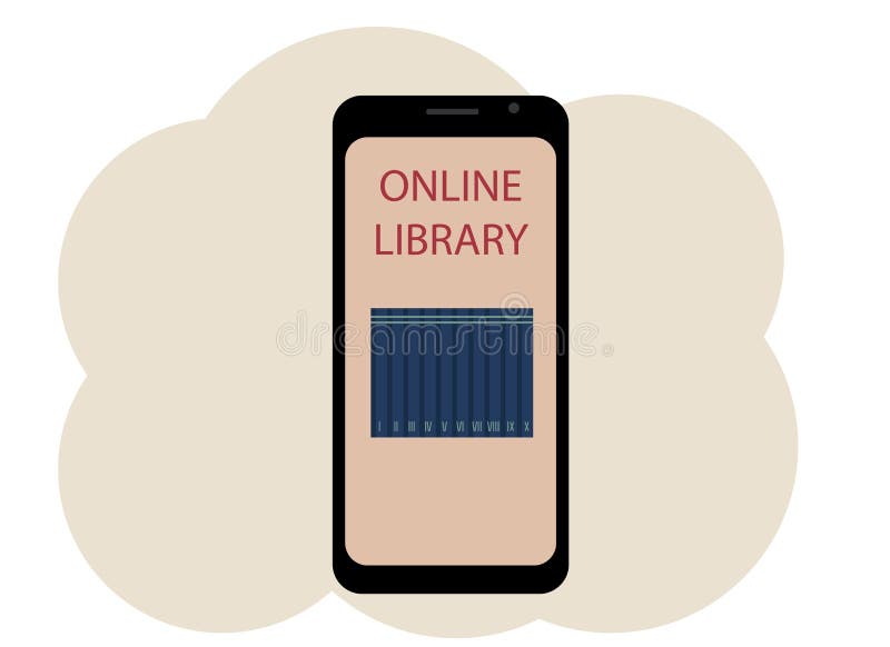 Mobile Phone with an Image of an Online Library Stock Vector ...