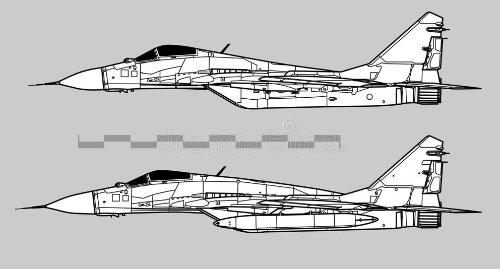 Mikoyan MiG-29 Fulcrum. Vector Drawing of Modern Tactical Fighter ...